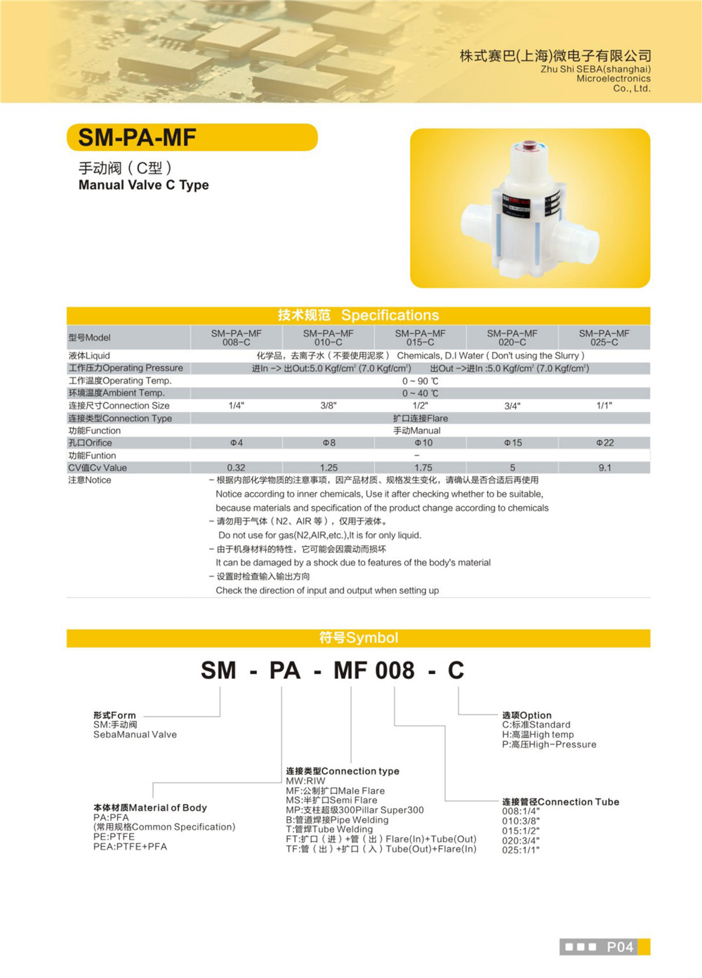 Sanc-pa-mf manual valve (type C)-Zhuzhou Seba (Shanghai) Microelectronics Co., Ltd